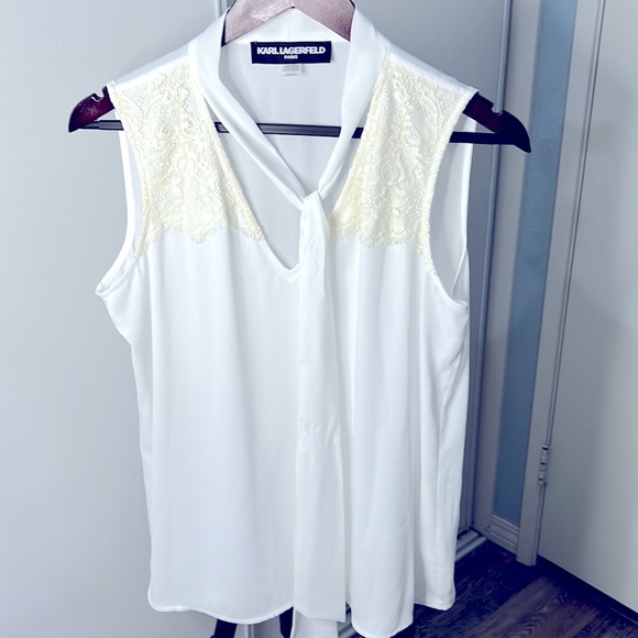 Karl Lagerfeld | Tops | Karl Lagerfeld M White Blouse | Poshmark